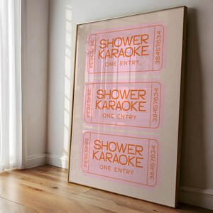 Shower Karaoke Ticket Print, College Apartment Decor, Funny Bathroom ...