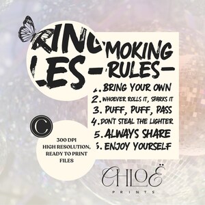 Trendy Black and White House Rules Stoner Apartment Decor, Girls ...