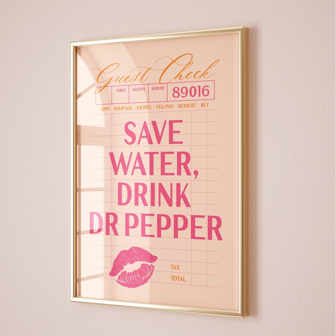 Dr Pepper Print, Aesthetic Kitchen Decor, Trendy Kitchen Prints, Pink ...