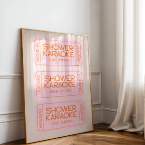 Shower Karaoke Ticket Print, College Apartment Decor, Funny Bathroom ...