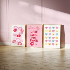 Aesthetic Valentines Day Gallery Wall Set of 7, Pink Apartment Decor ...