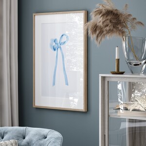 Watercolor Blue Bow Print, Feminine Wall Art, Coastal Aesthetic Decor ...