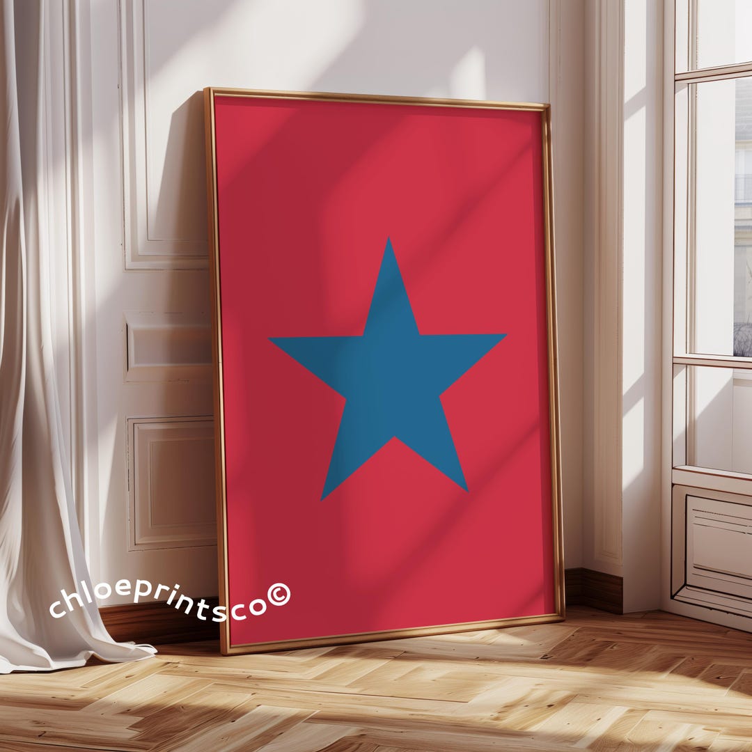 Trendy Star Print, Star Girl Poster, Aesthetic Apartment Decor, Red and ...