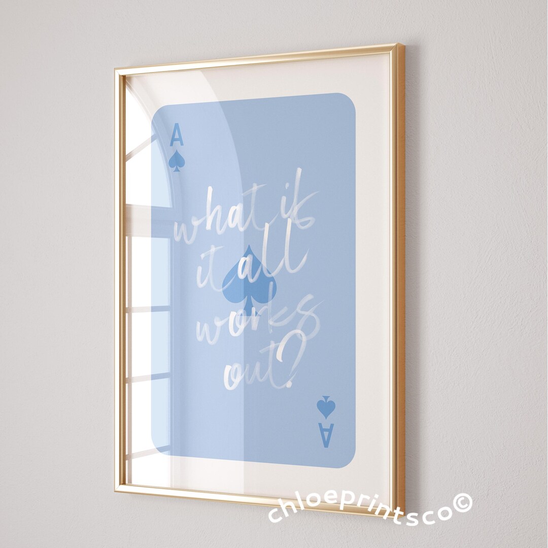 Blue Ace of Spades Print, Preppy Dorm Decor (digital PNG) - Etsy