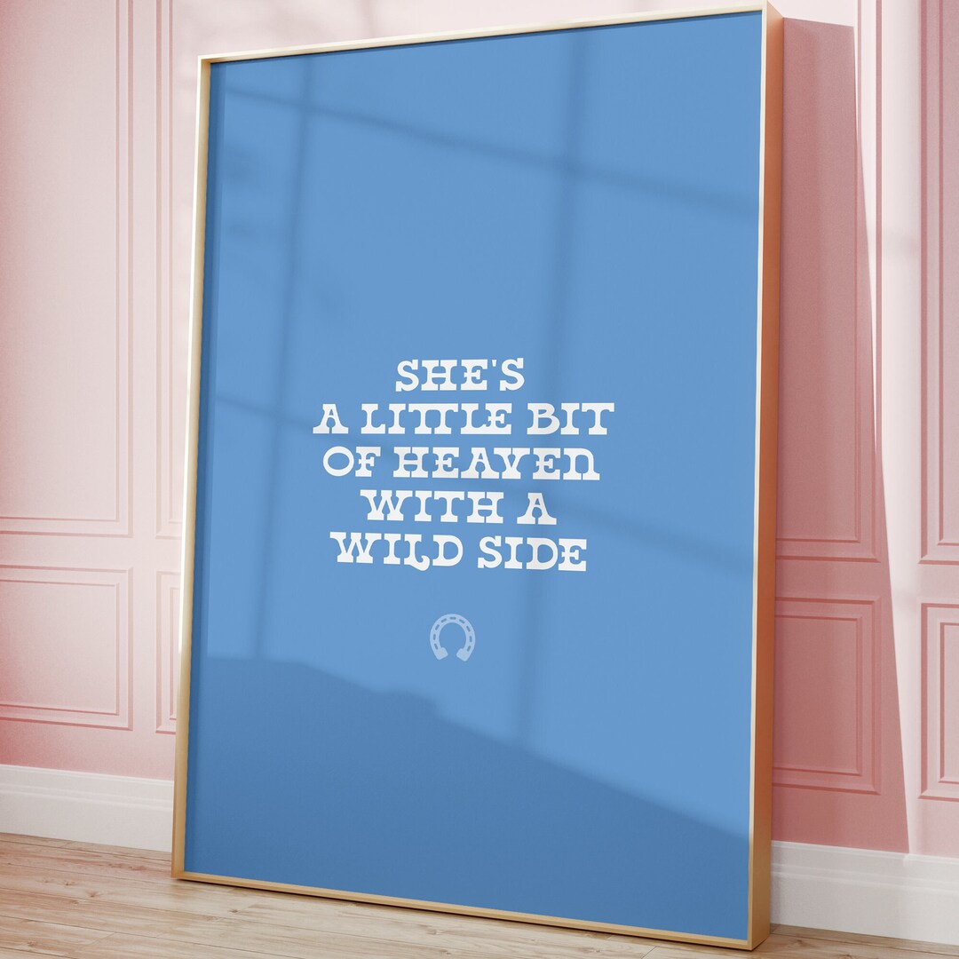 Blue Preppy Cowgirl Quote Poster, Muted Blue College Apartment Wall Art ...