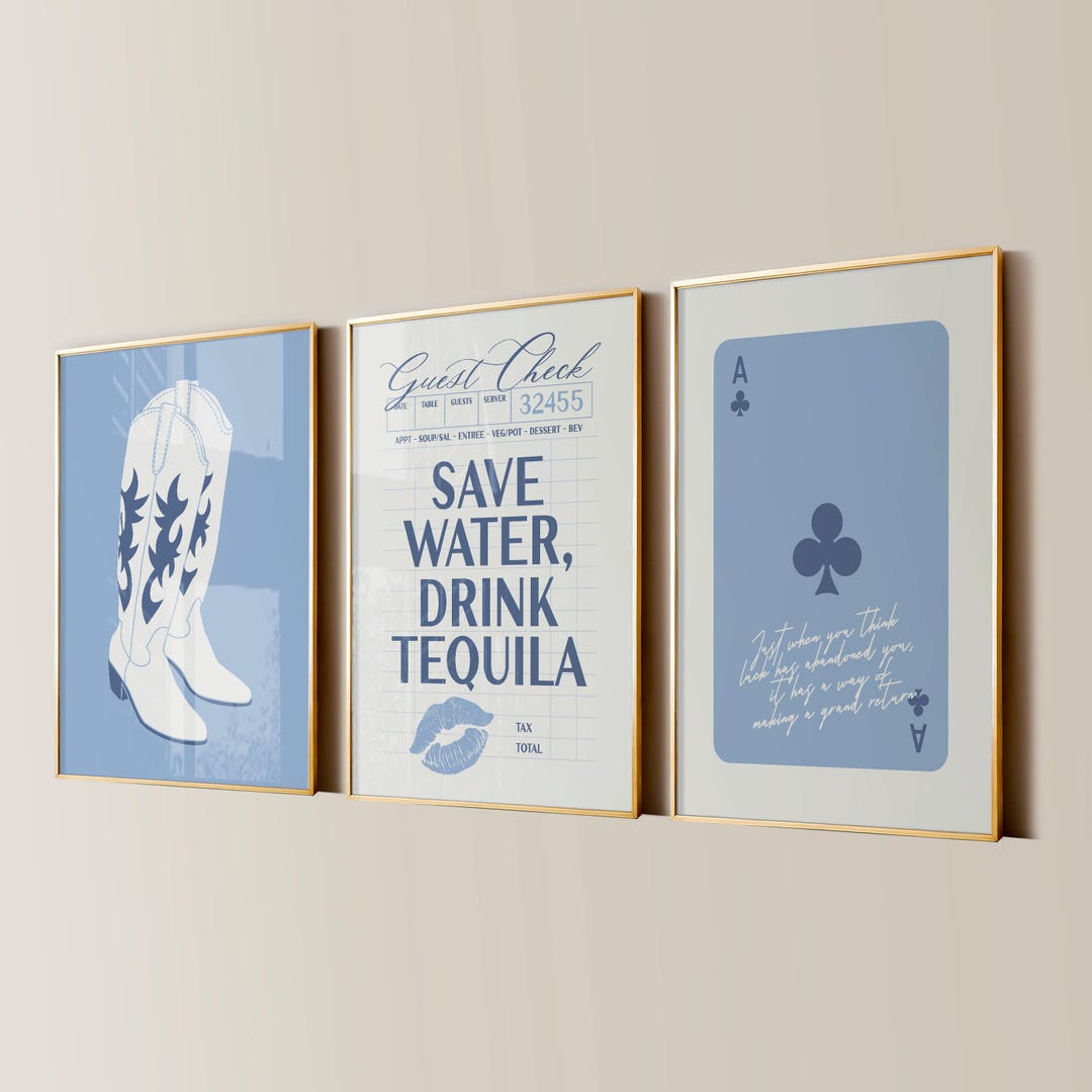Blue Cowgirl Print Set of 3, Western Wall Art (digital Download) - Etsy