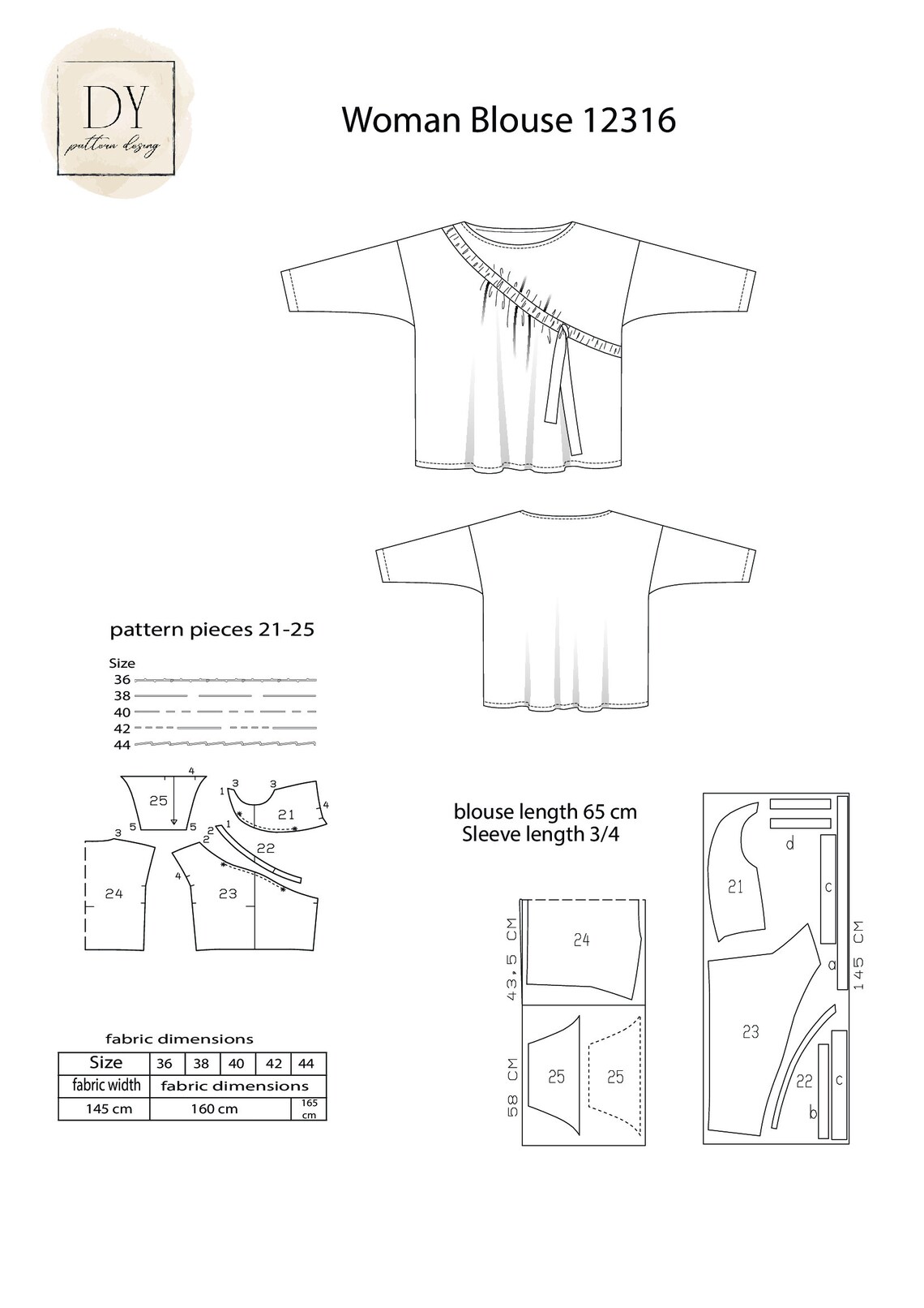Simple Blouse Pattern Pdf Blouse Loose Pattern Easy Sewing Pattern for ...
