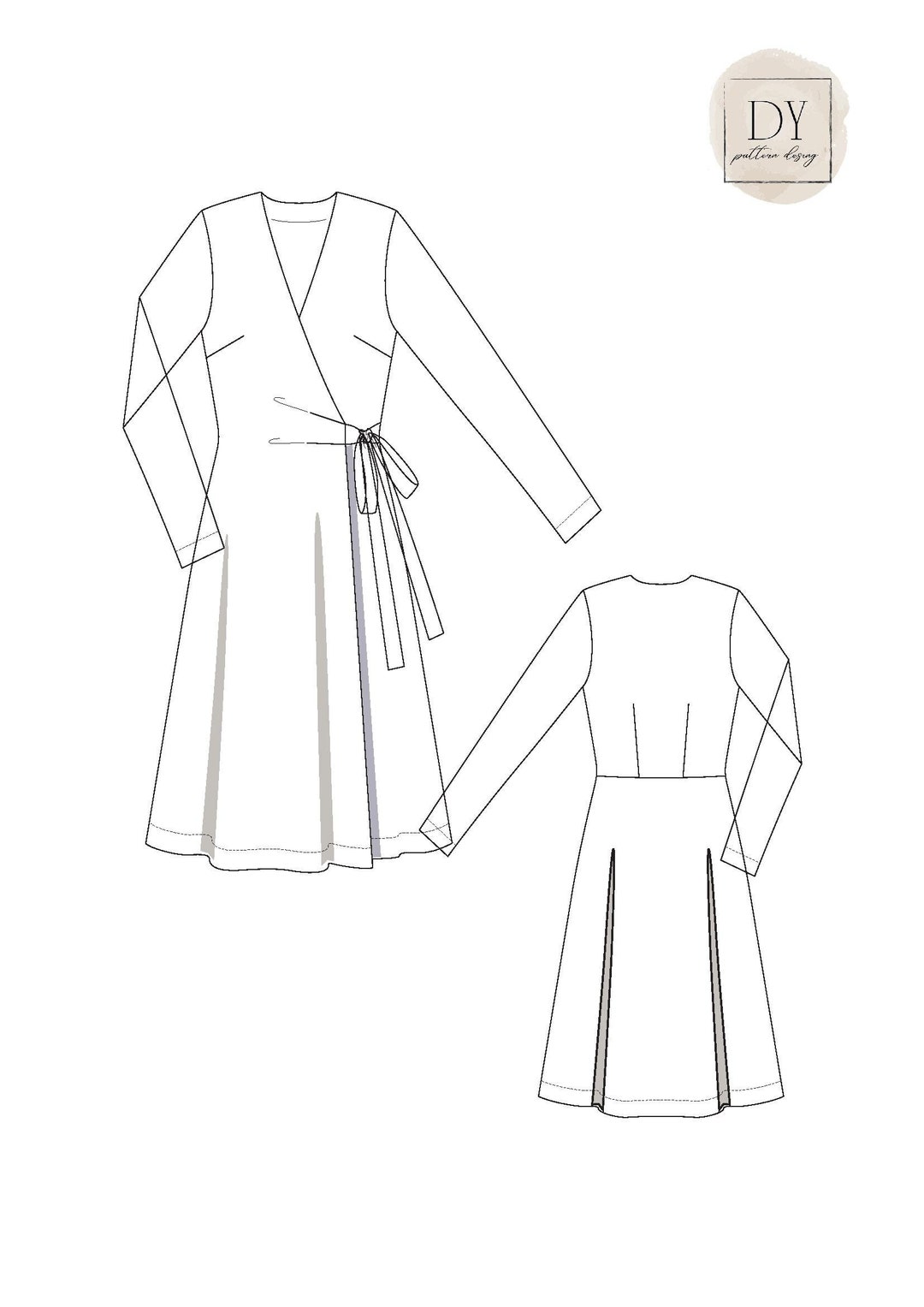 Easy Dress Sewing Pattern Minimalist Wrap Woman Shirt Dress Digital ...