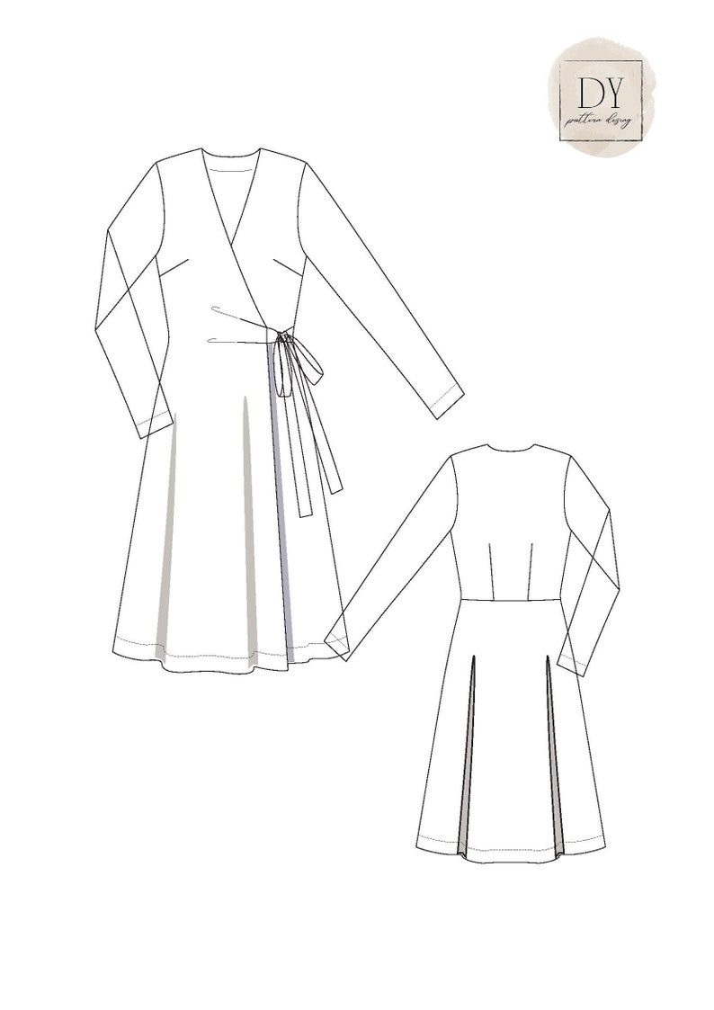 Easy Dress Sewing Pattern Minimalist Wrap Woman Shirt Dress Digital ...