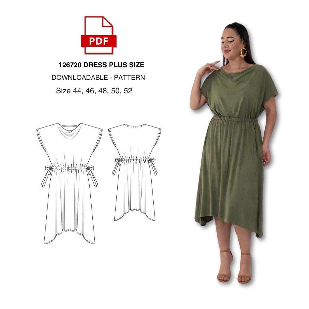 Plus Size Dress Sewing Pattern PDF | Asymmetrical Summer Dress Pattern ...