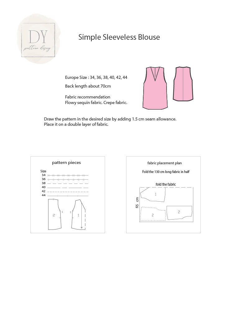 Simple Blouse Sewing Pattern Download PDF Women's Blouse Pattern ...