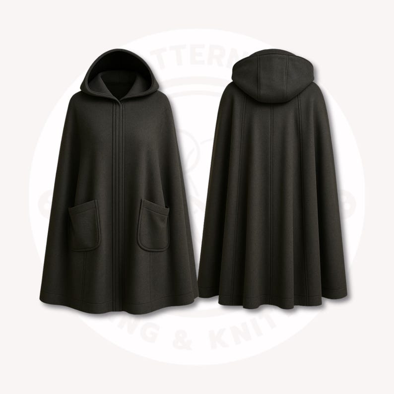 PDF Cloak Sewing Pattern With Hood | Halloween Cape Coat Pattern Sizes ...