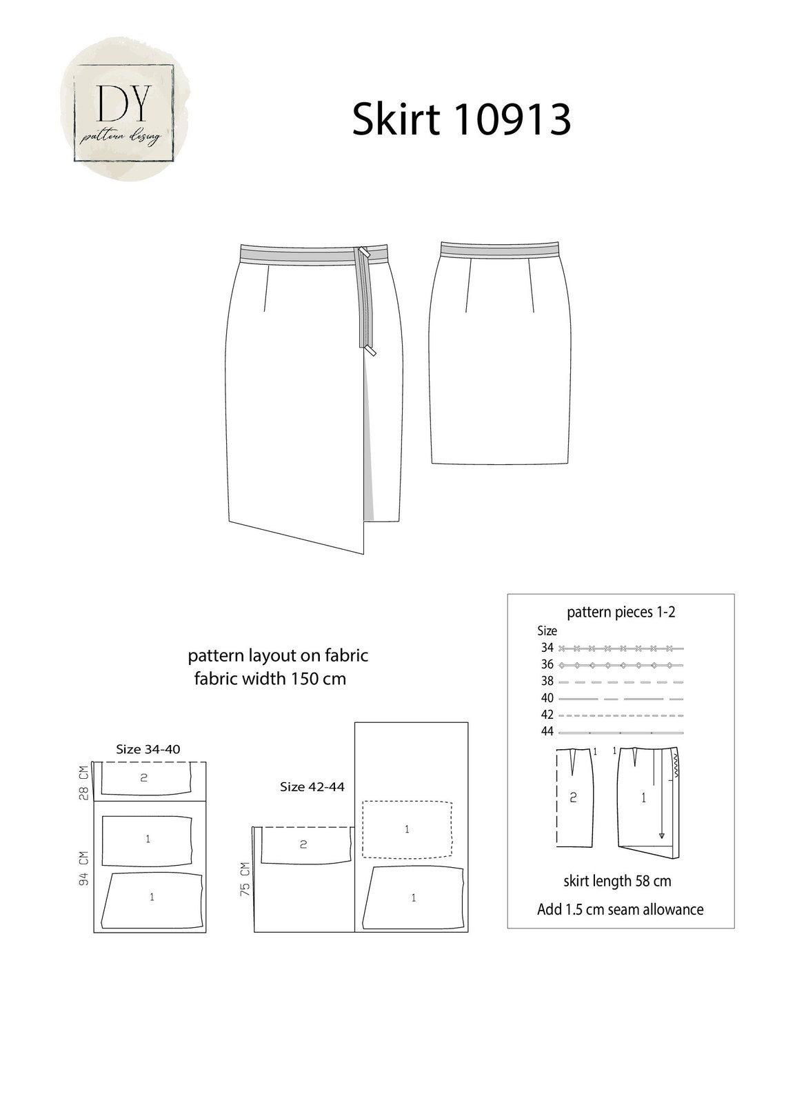 Tight Wrap Skirt Pattern Pdf, Ready to Download and Print to Standard ...