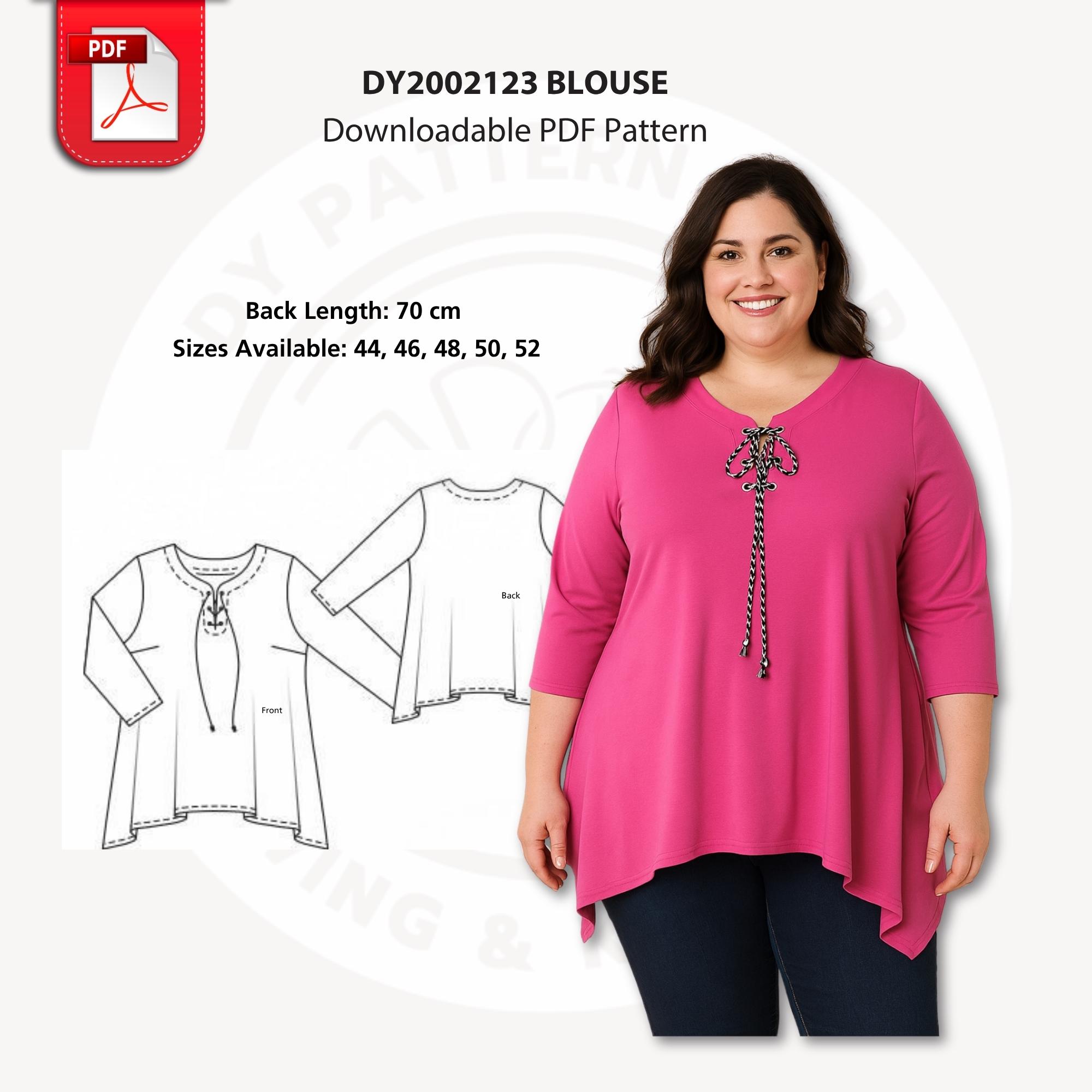 Plus Size Tunic Sewing Pattern PDF – Simple A-line Blouse for Women ...
