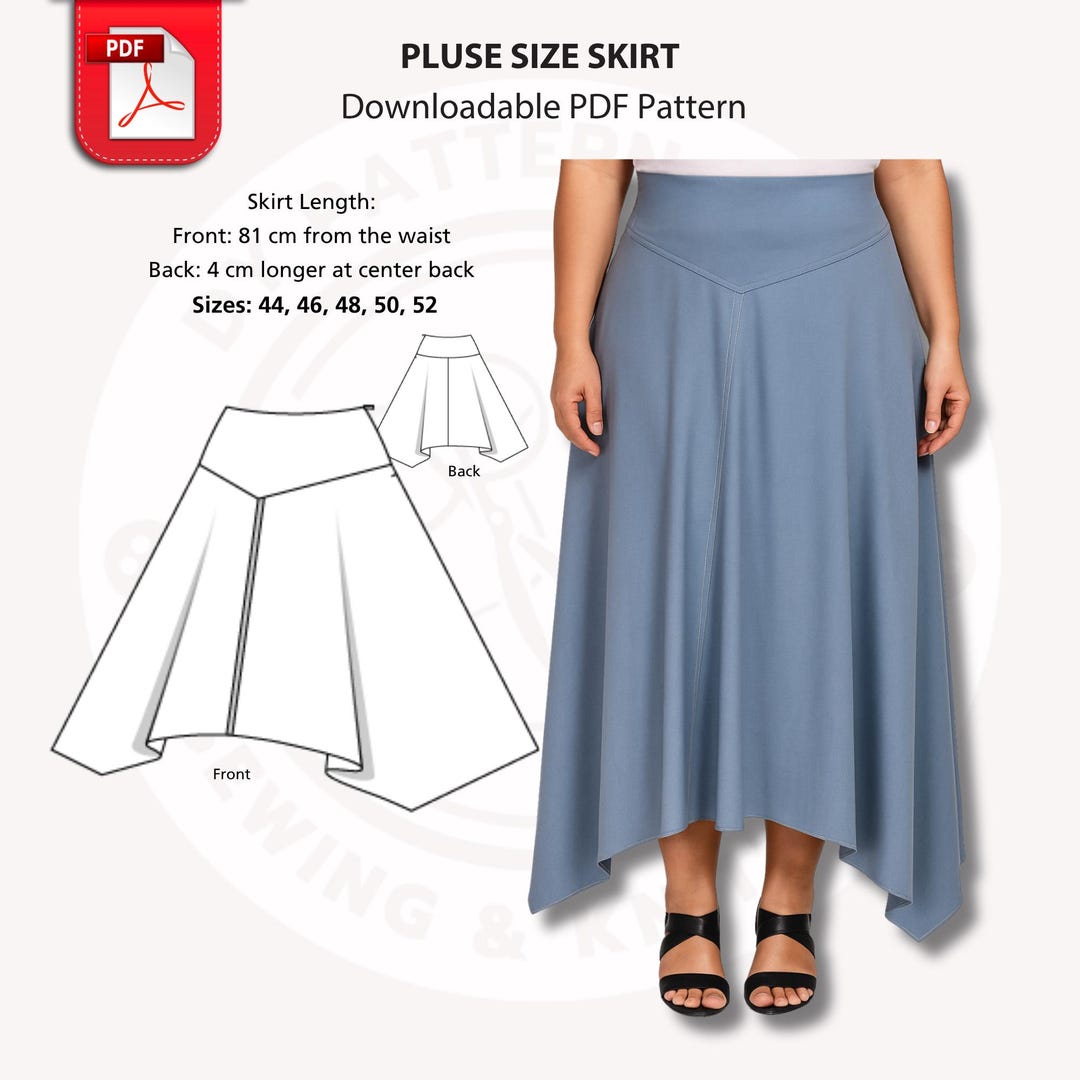Plus Size Boho Skirt Sewing Pattern PDF - A4 Printable, Casual Women’s ...