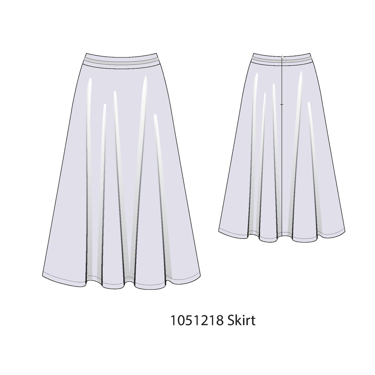 Simple Skirt Sewing Pattern Midi Skirt Pattern A-line Midi Length Skirt ...