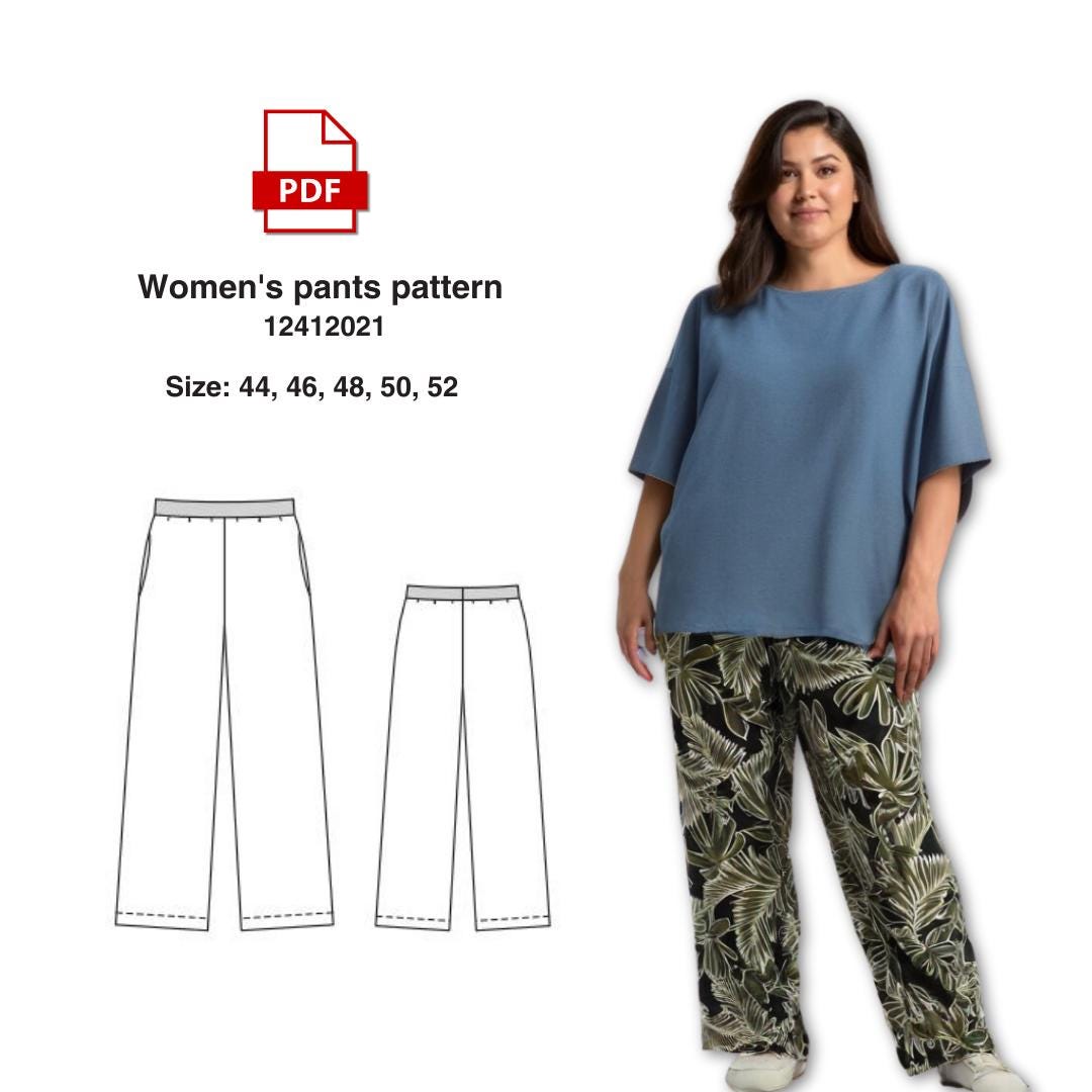 Plus Size Trouser Sewing Pattern PDF | DIY Wide Leg Trousers | Sew Home ...
