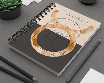 Aesthetic Astrology Zodiac Spiral Notebook, Aura Taurus Notebook ...