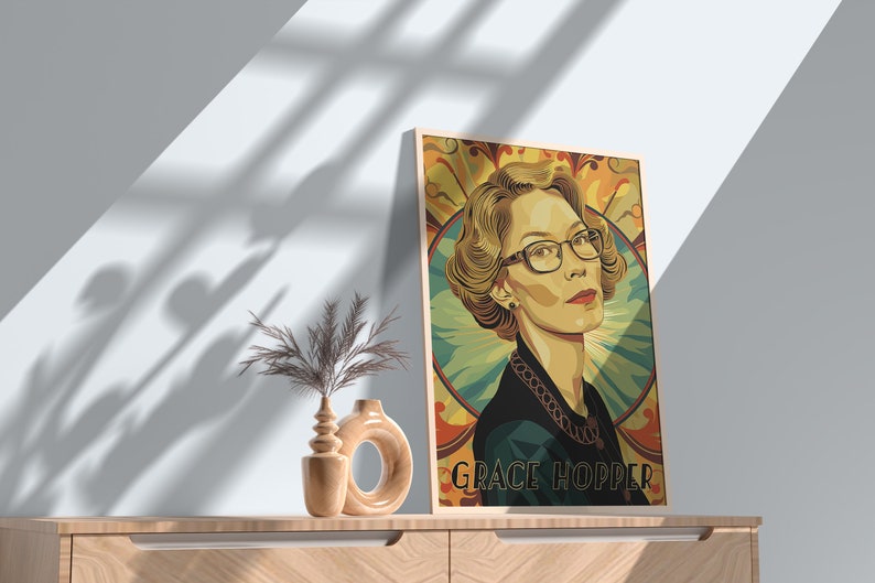 Grace Hopper Art Deco Portrait | the Iconic Mathematician | Wall Art ...