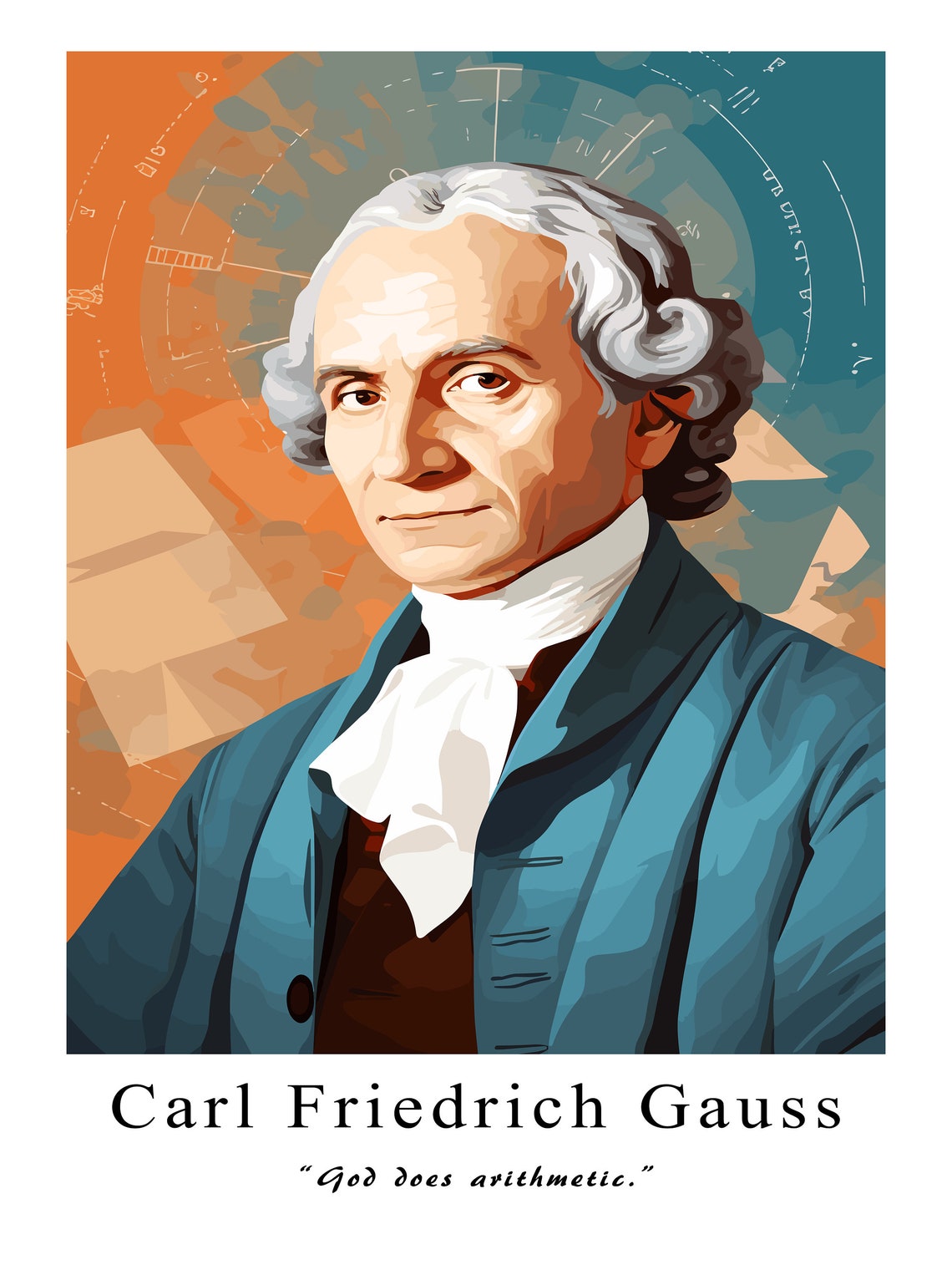 Carl Friedrich Gauss Portrait Poster - Math Genius Illustration ...