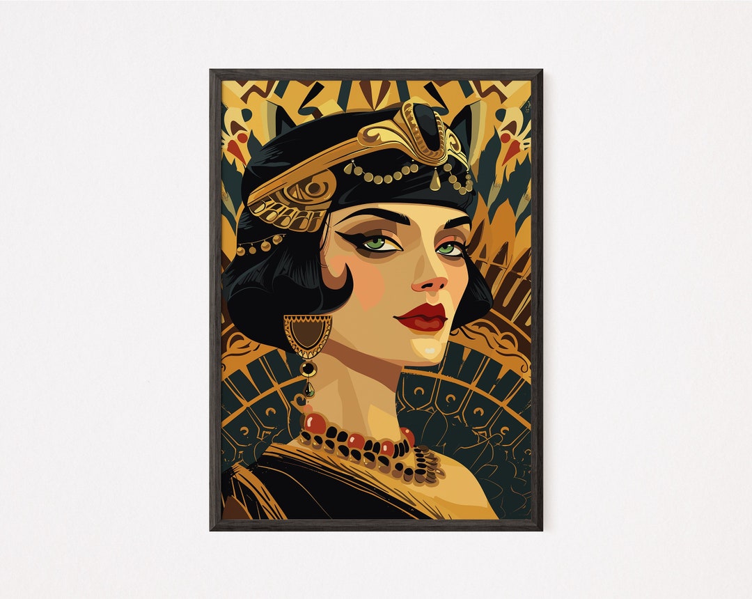 Cleopatra Art Deco Portrait V2| Egyptian Great Queen | Art Deco Wall ...