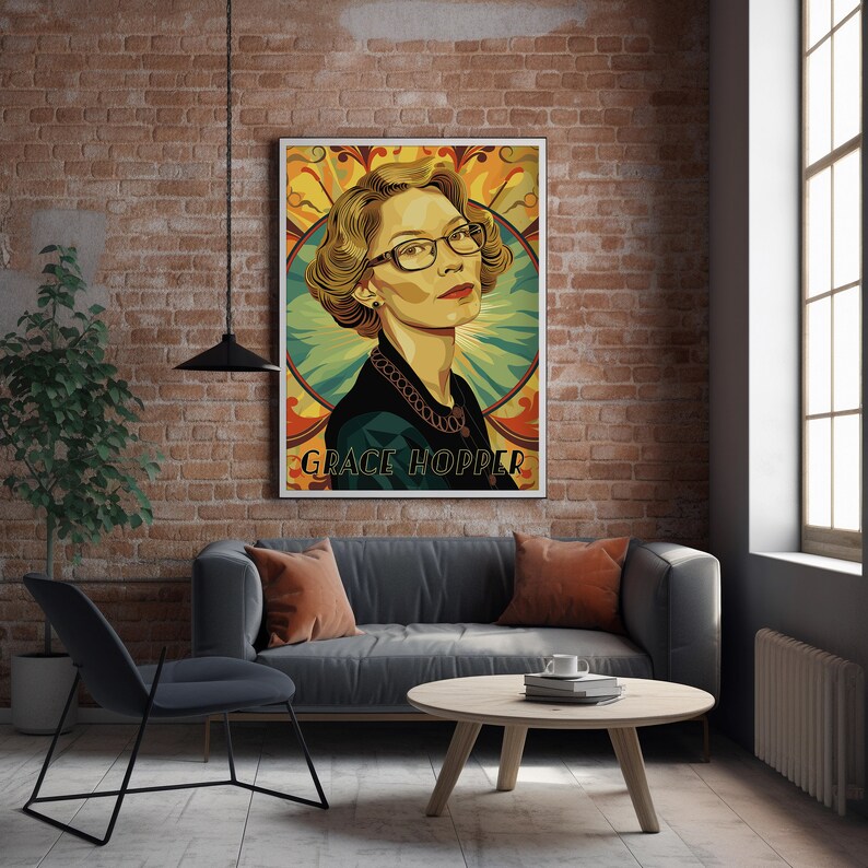 Grace Hopper Art Deco Portrait | the Iconic Mathematician | Wall Art ...