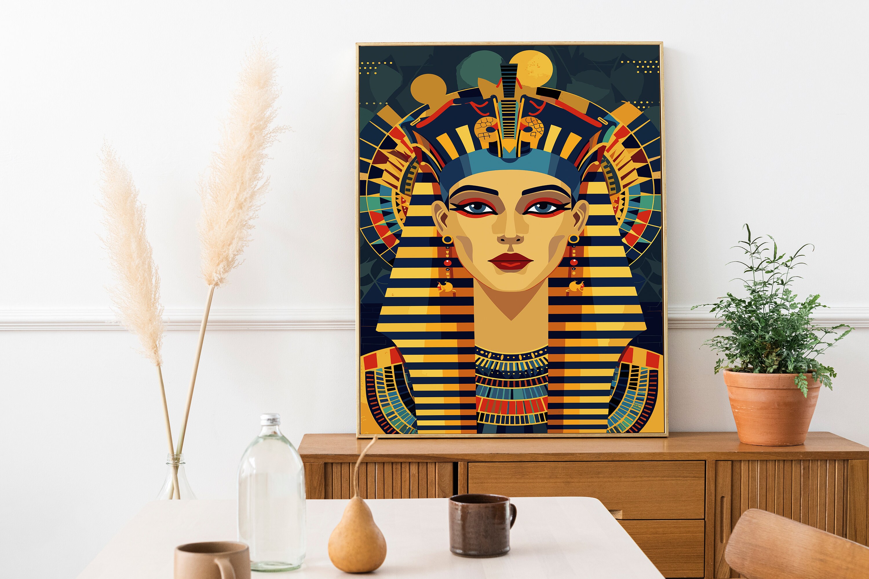 Cleopatra Art Deco Portrait Egyptian Great Queen Art Deco Wall Art Home ...