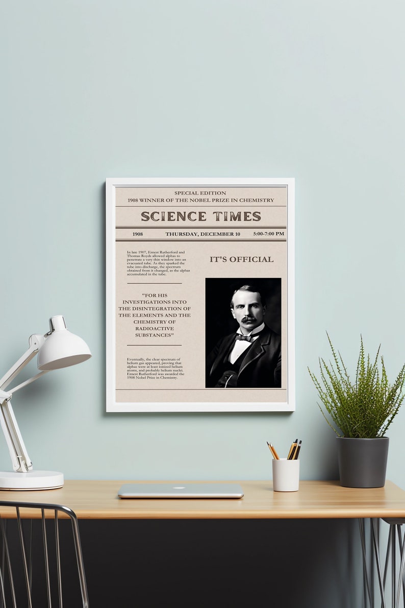 Ernest Rutherford Nobel Prize Chemistry Poster: STEM Wall Art (digital ...
