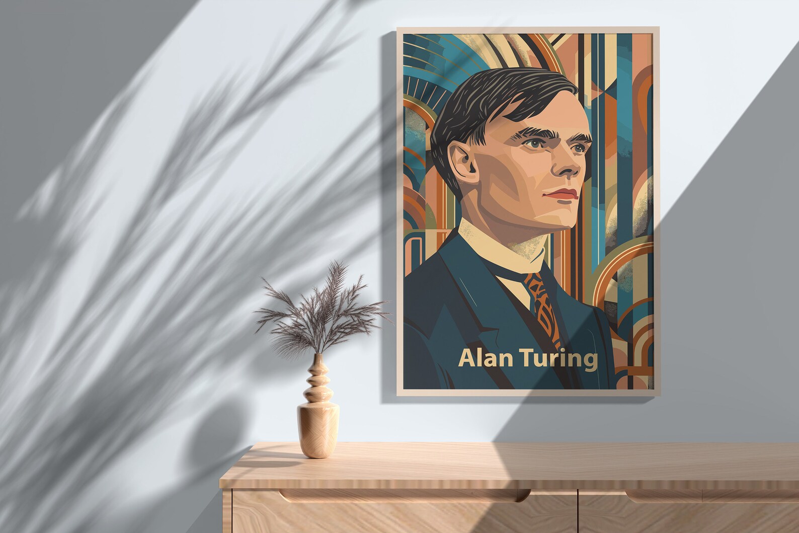 Alan Turing Art Deco Portrait | British Cryptanalyst Icon | Art Deco ...