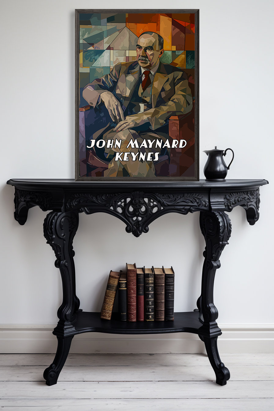 John Maynard Keynes Art Deco Portrait Iconic Economist Wall Art Home ...