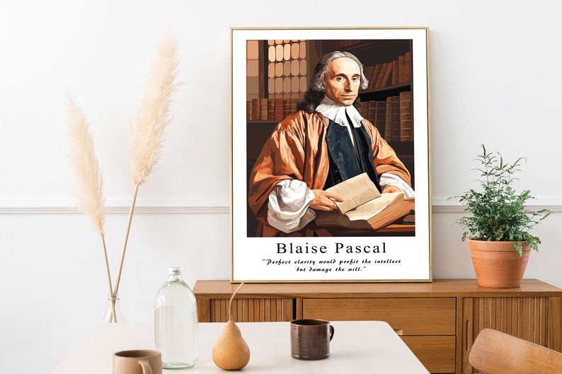 Blaise Pascal - Mathematician Illustration: Perfect Clarity for Intellectual Decor | Digital ...