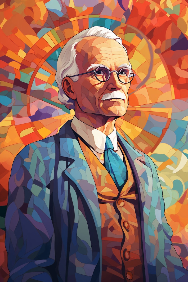 Carl Gustav Jung Art Deco Portrait: Digital Print for Psychology ...