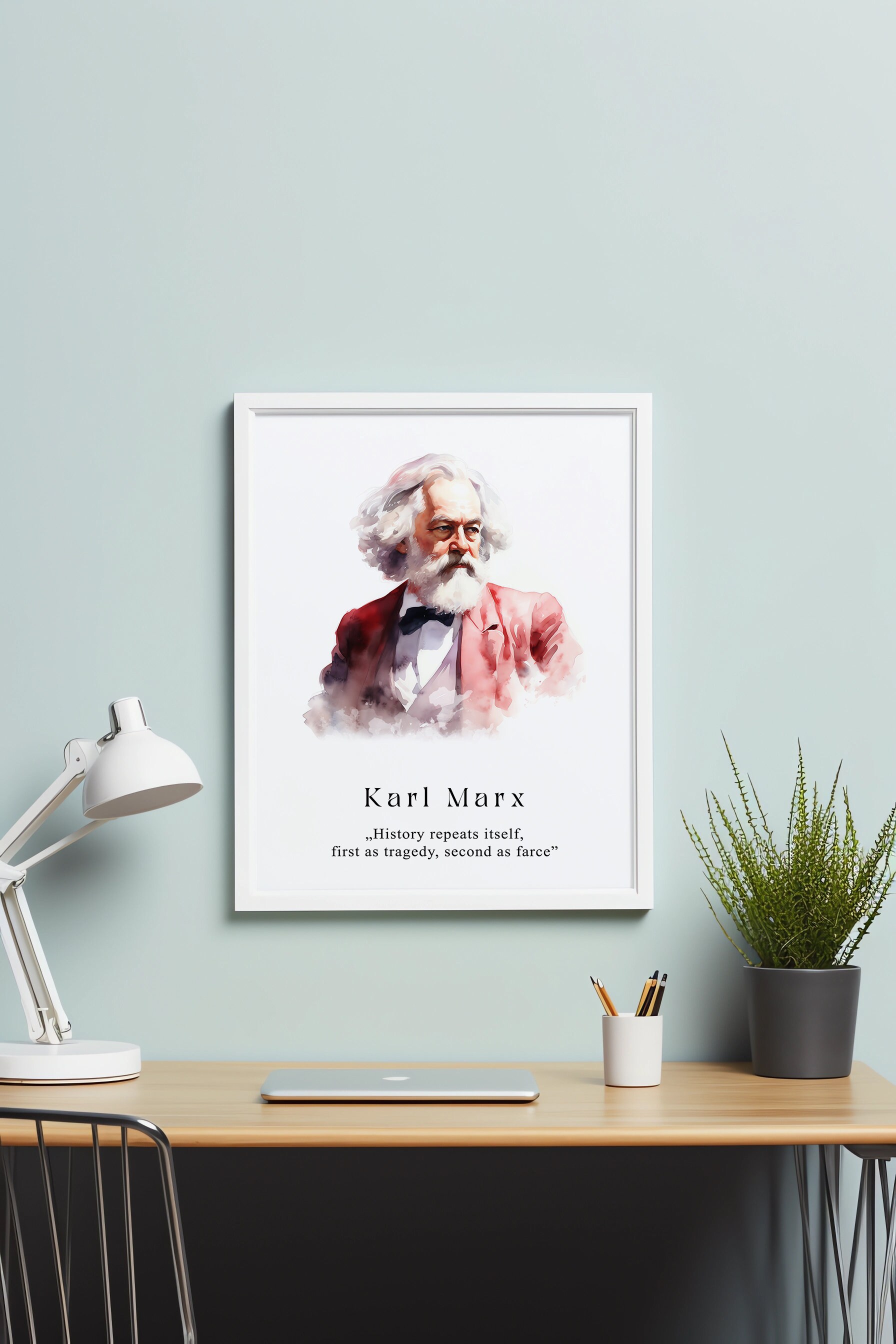 Karl Marx Digital Watercolour Poster - Motivational Art - Inspirational ...