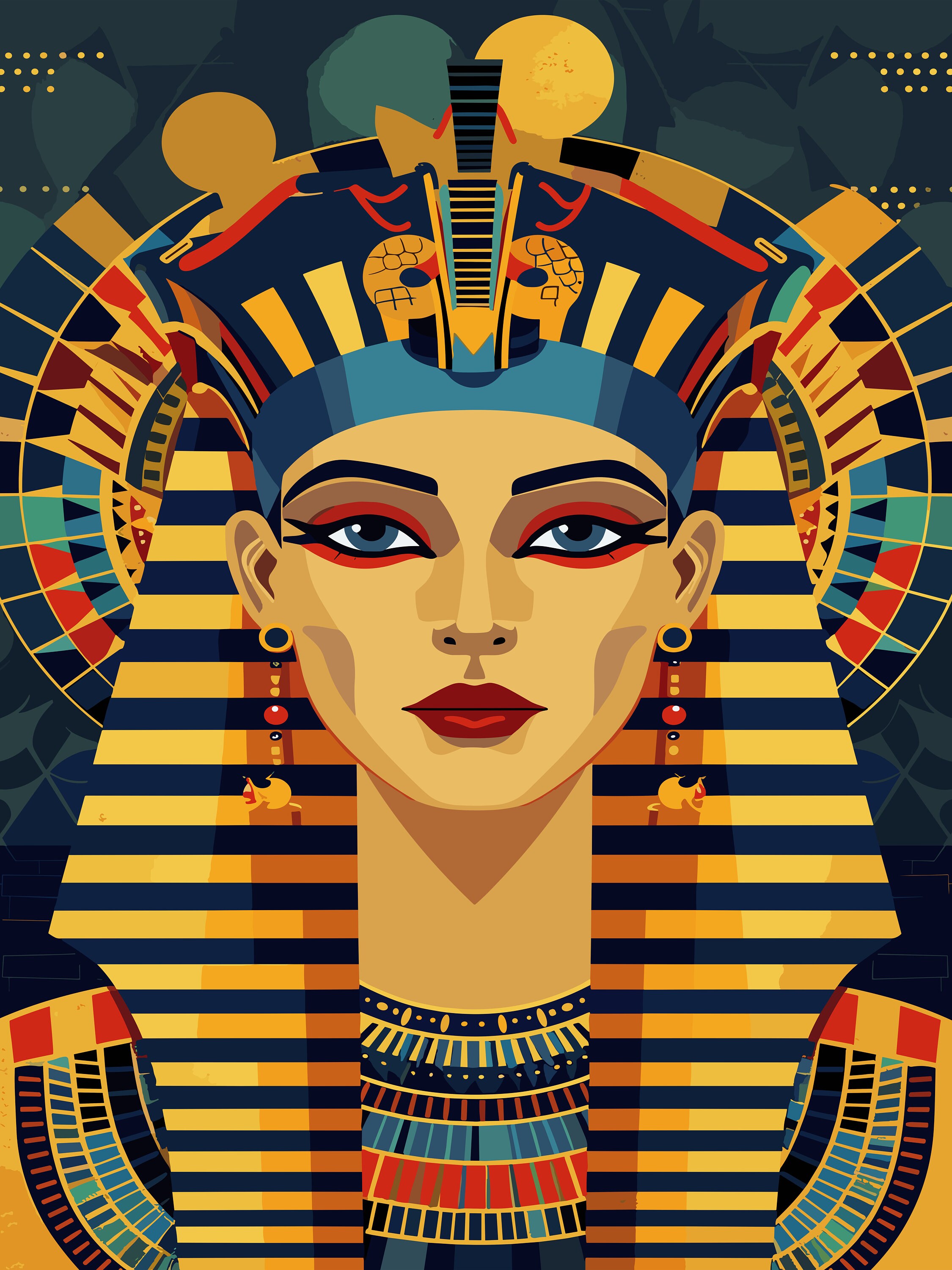 Cleopatra Art Deco Portrait Egyptian Great Queen Art Deco Wall Art Home ...
