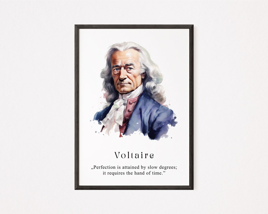 Voltaire Portrait Digital Watercolour Poster - Motivational Art ...