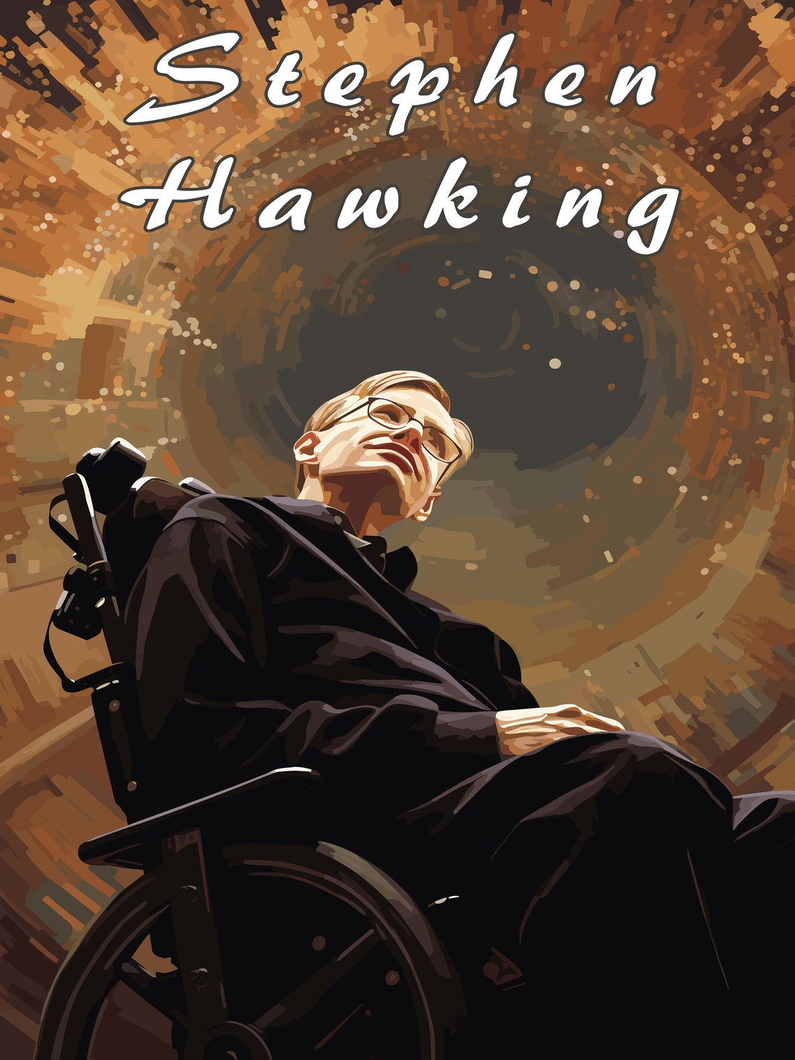 Stephen Hawking Vector Portrait Poster - Tribute to Physics Genius ...