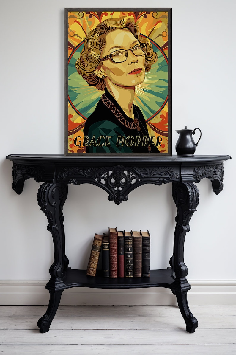 Grace Hopper Art Deco Portrait | the Iconic Mathematician | Wall Art ...