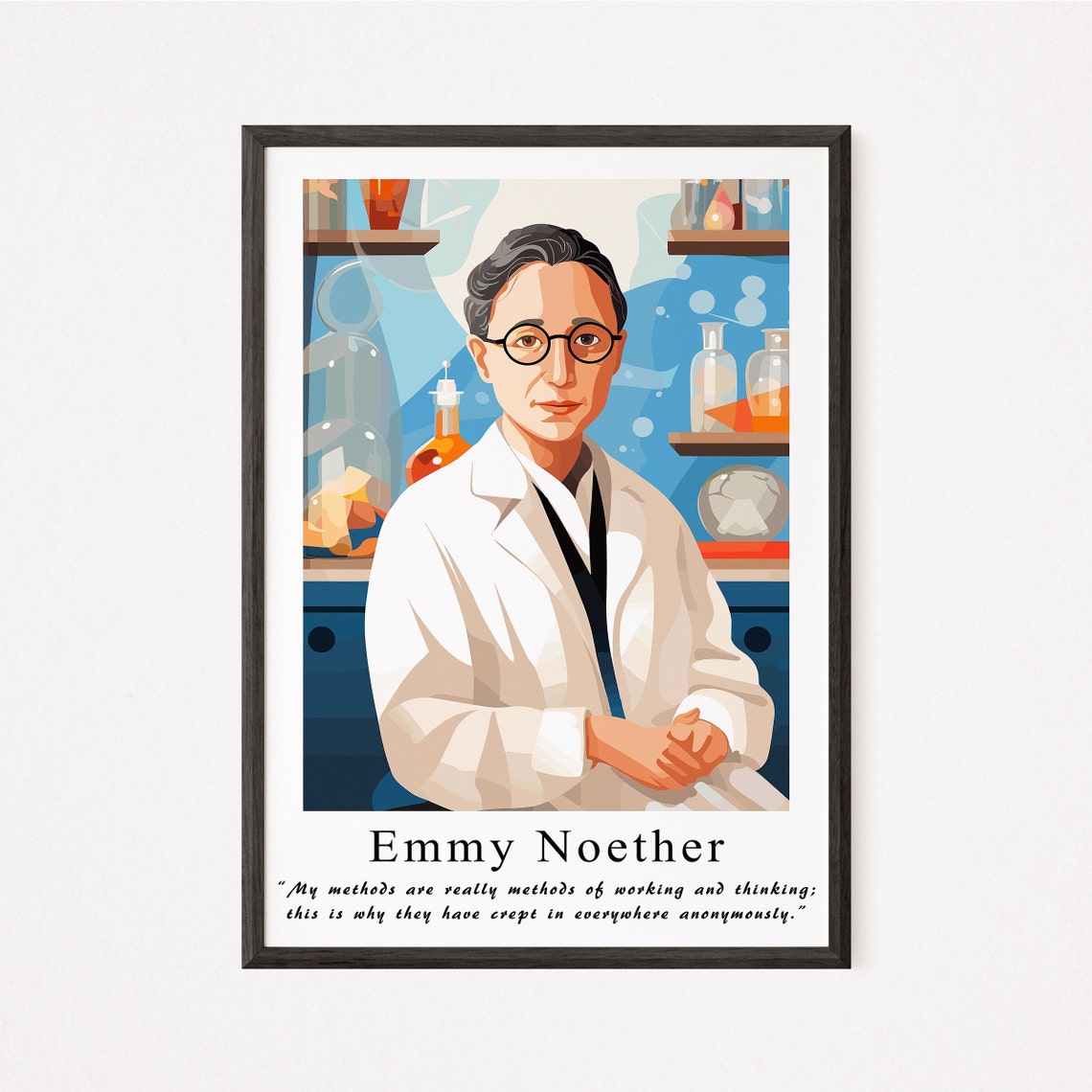 Emmy Noether Vector Portrait Poster Inspirational Math Art Print ...