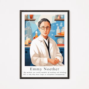Emmy Noether Vector Portrait Poster - Inspirational Math Art Print ...
