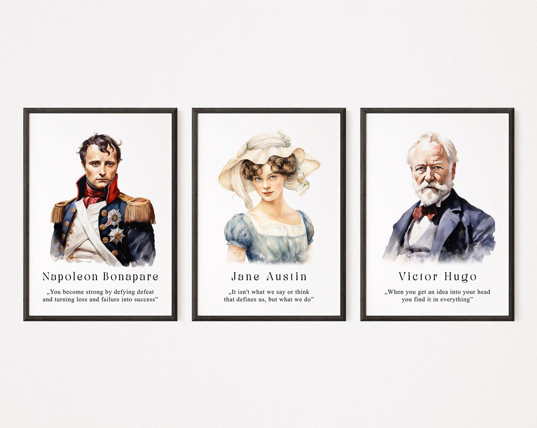 Romantic Era Icons Digital Posters - Austen, Napoleon, Hugo - Literary ...