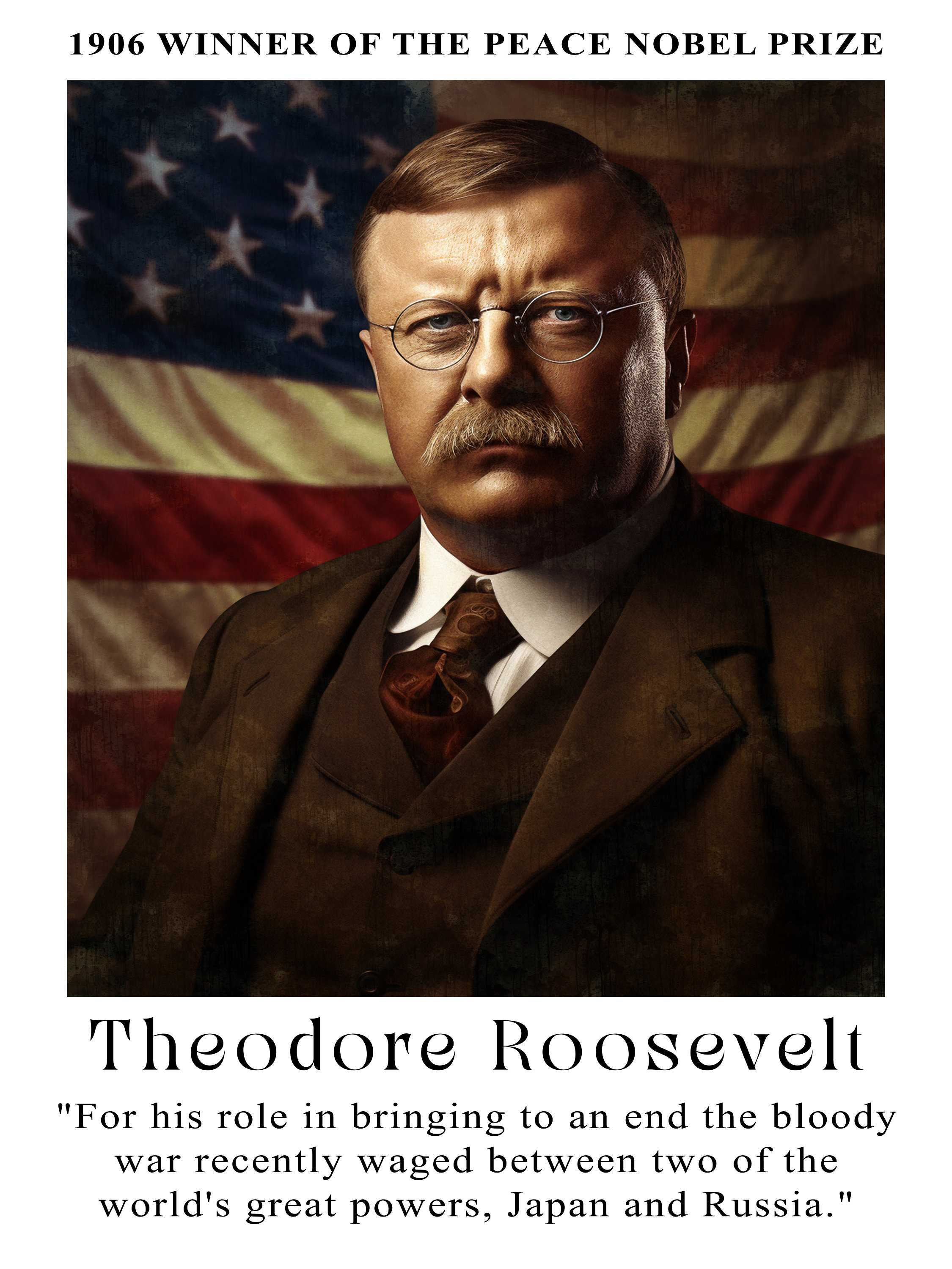 Theodore Roosevelt Nobel Peace Prize Poster: Historical Wall Art ...
