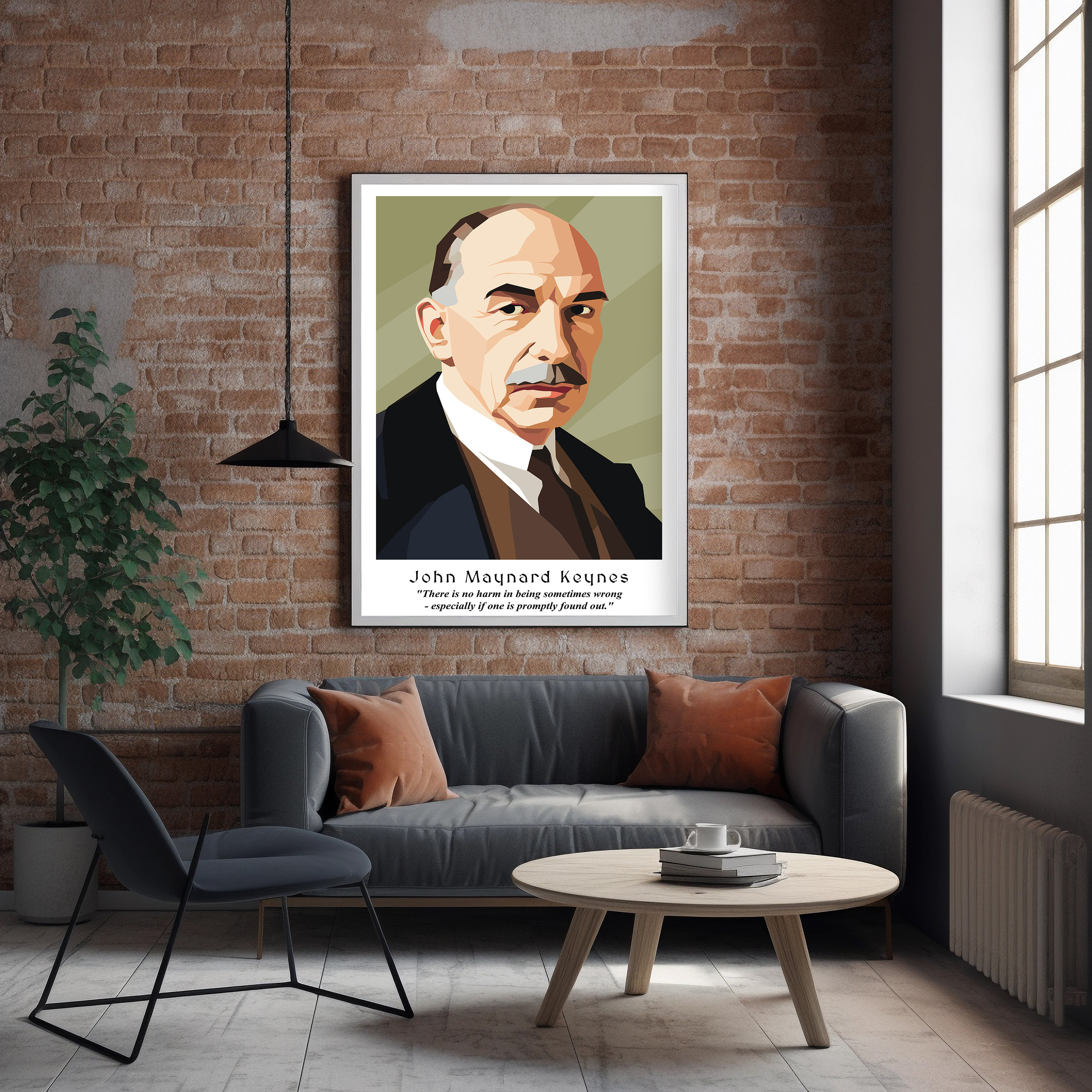 John Maynard Keynes Art Deco Print - Digital Download - Portrait of the ...