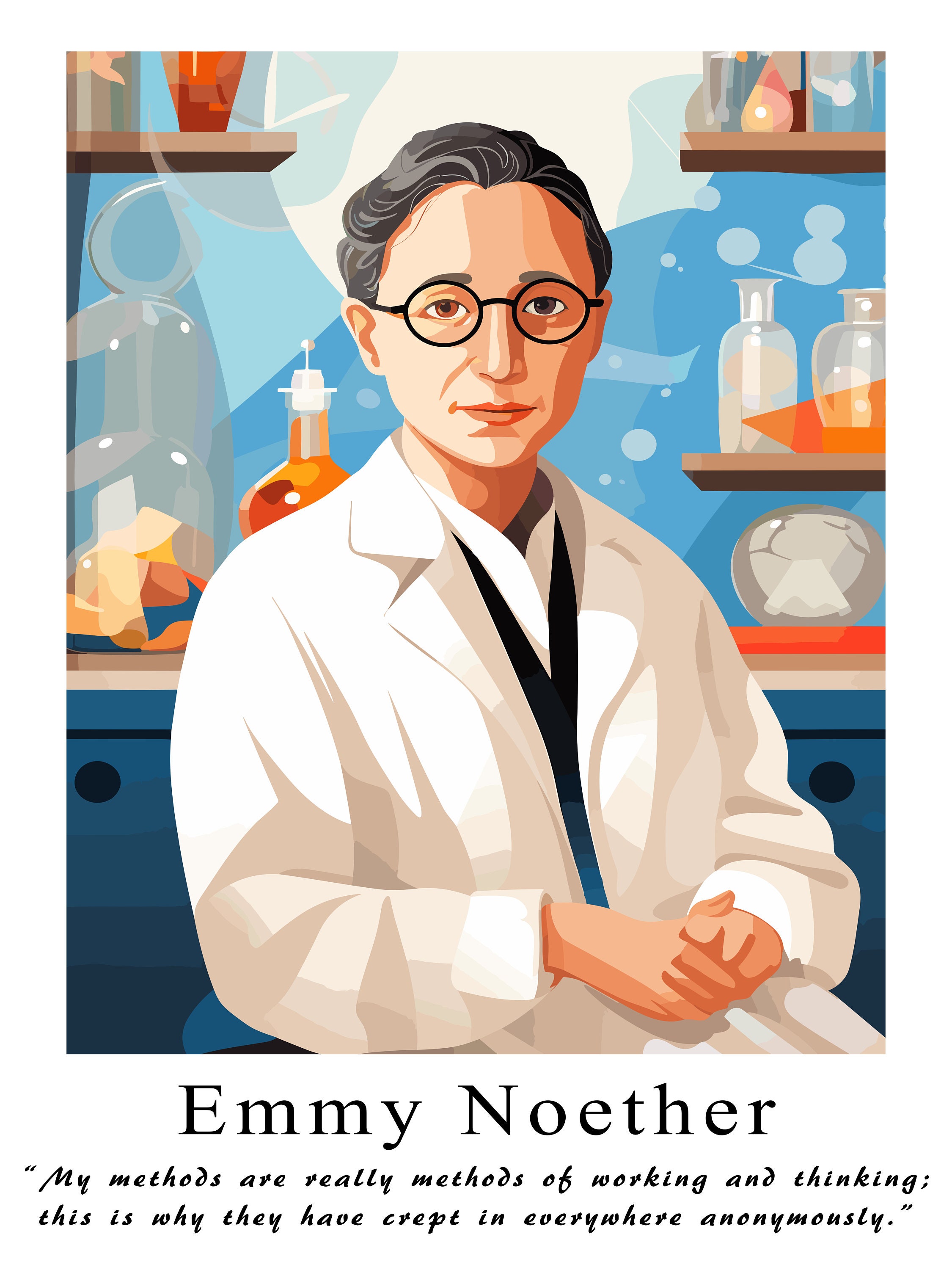 Emmy Noether Vector Portrait Poster - Inspirational Math Art Print ...