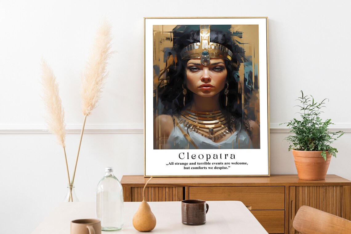 Egyptian Queen Cleopatra Digital Portrait Poster - Historical Art Print ...