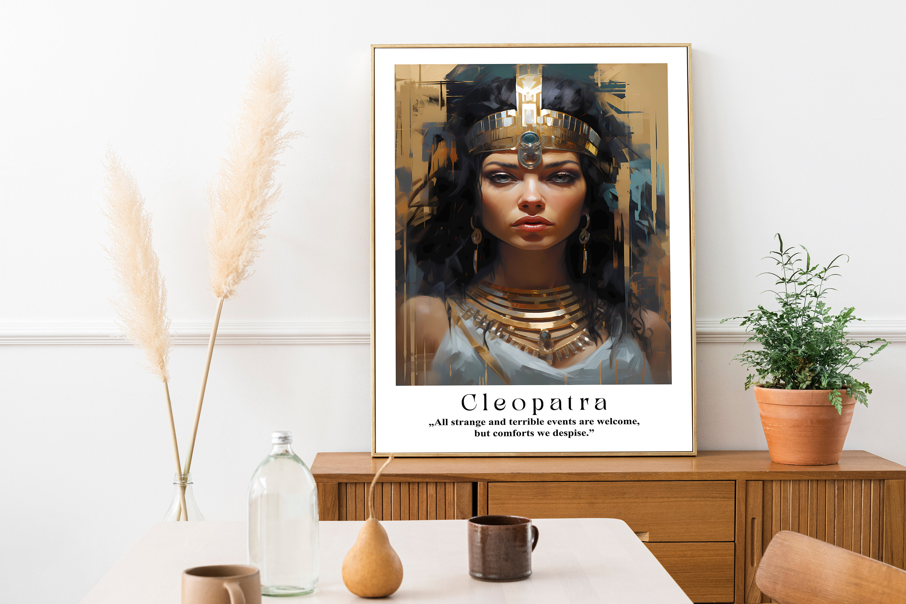Egyptian Queen Cleopatra Digital Portrait Poster - Historical Art Print ...