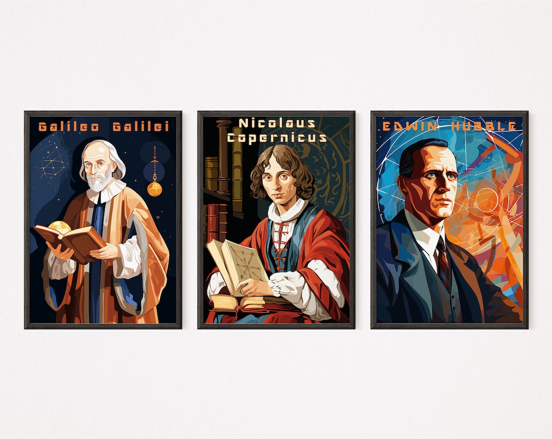 Stunning Astronomers Trio: Galileo, Copernicus, Hubble - Digital ...