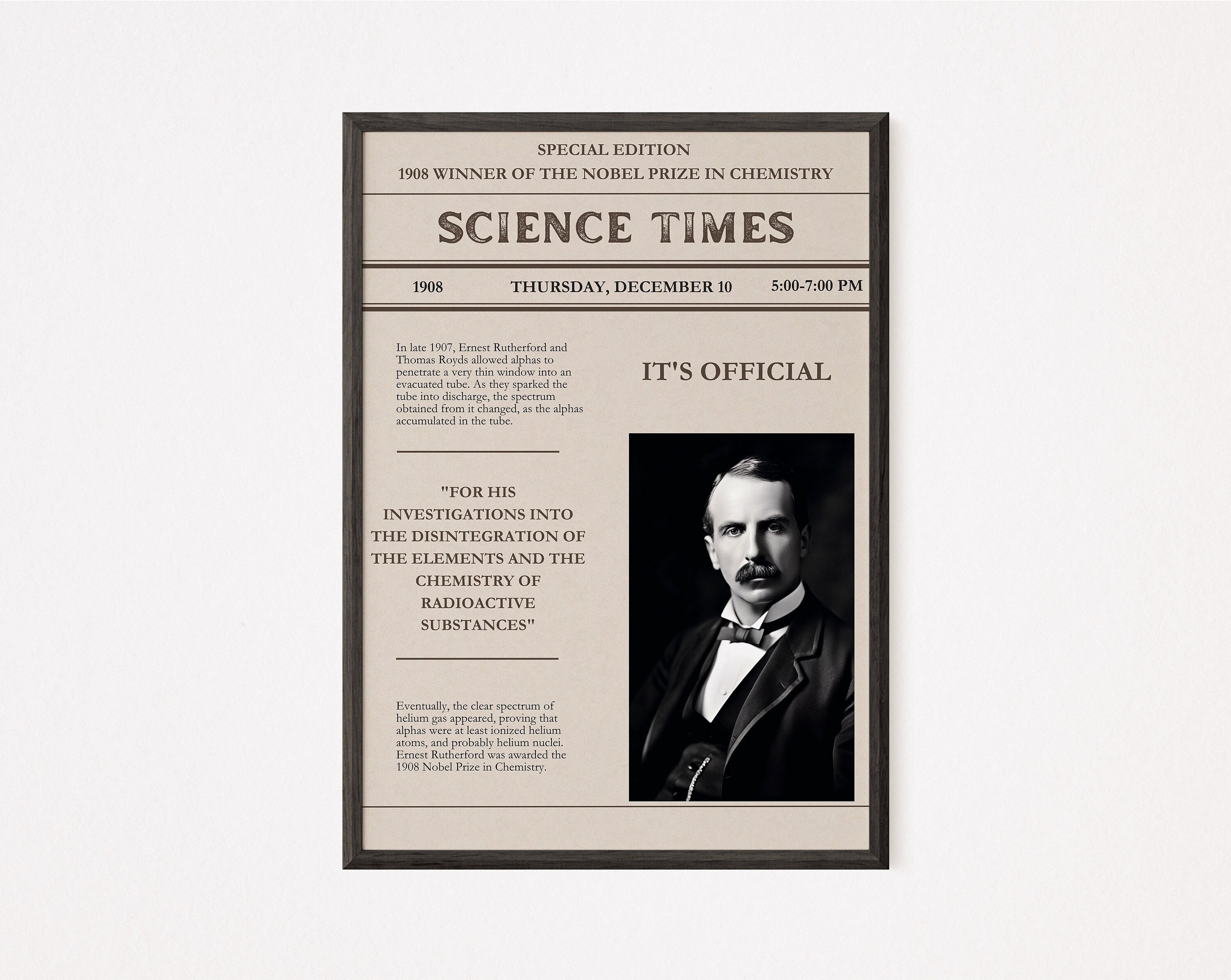 Ernest Rutherford: 1908 Nobel Chemistry Digital Poster - Home Decor ...