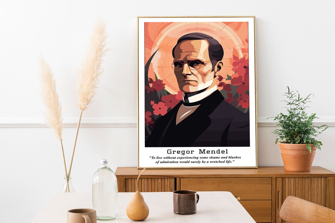 Gregor Mendel Genetics Poster - Digital Download Art | Biology Science ...