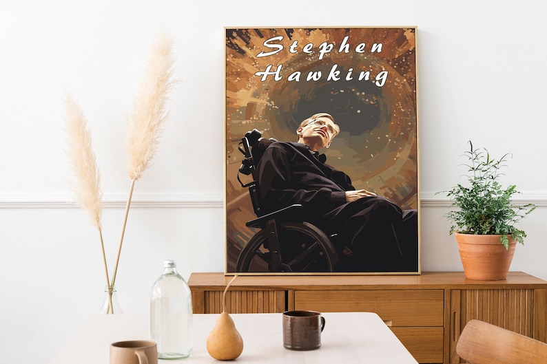Stephen Hawking Vector Portrait Poster - Tribute to Physics Genius ...
