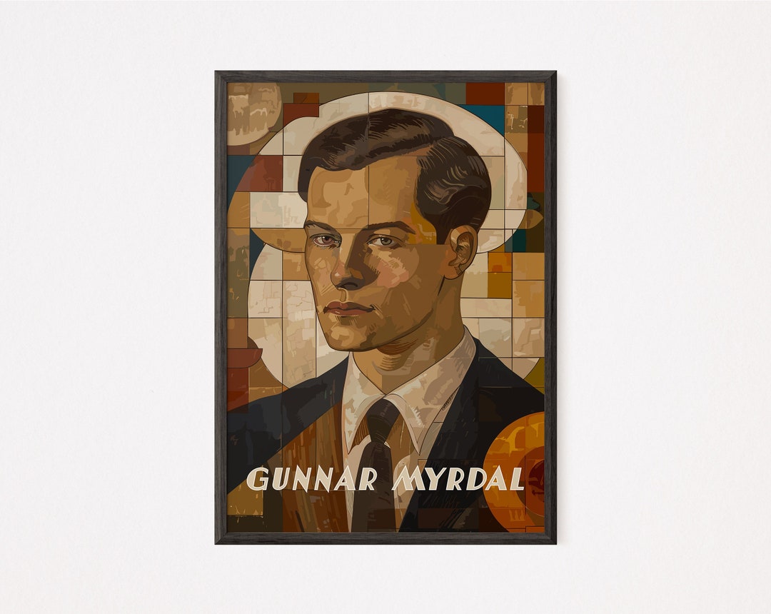Gunnar Myrdal Art Deco Portrait | Economist History Poster (digital ...